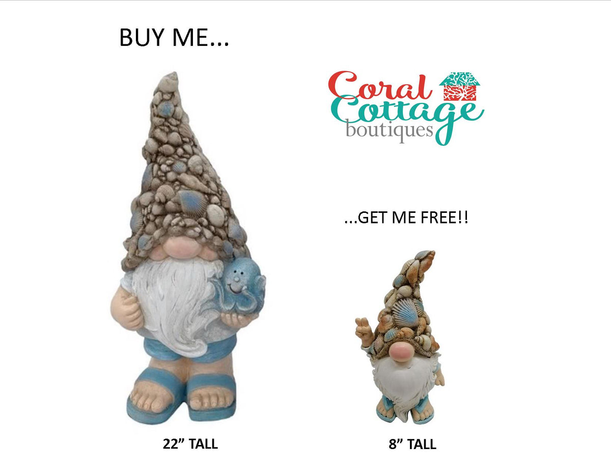Shell Hat Gnome with Octopus THESE CANNOT SHIP – Coral Cottage Boutiques